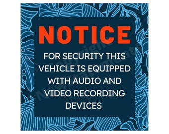 Dash Camera in Car Recording Sign 2 Placard Rideshare Services uber ...