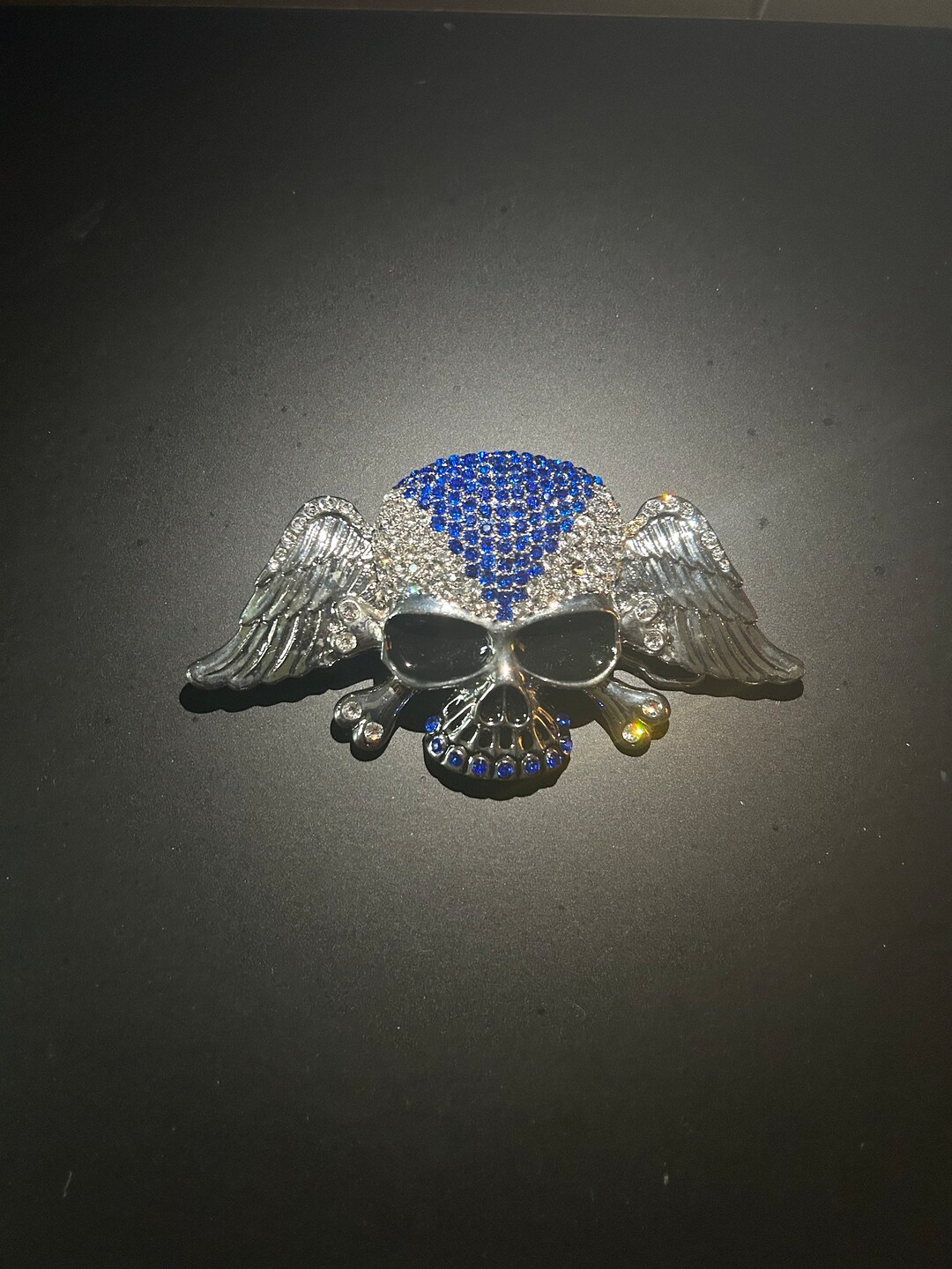 BLUE Skull & Wings Belt Buckle - Etsy