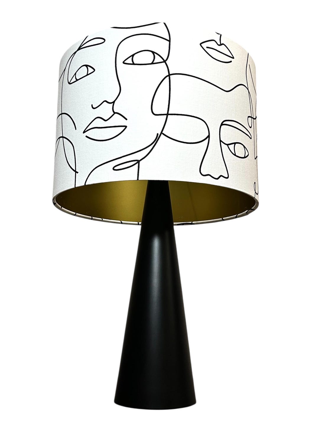 LAMPSHADE ONLY, Black and White Faces Abstract Art Print Cotton ...