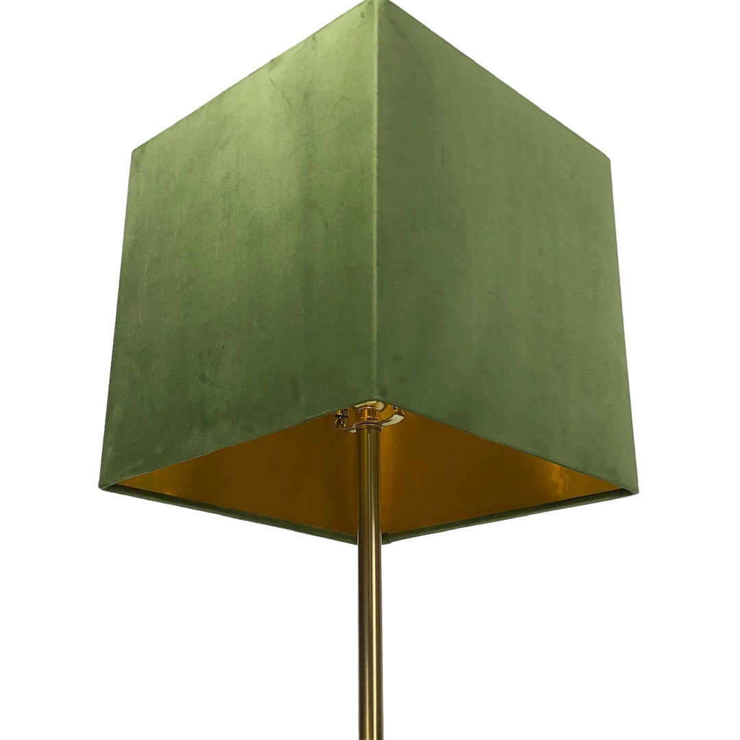 LAMPSHADE ONLY, Square Cube Box Lampshade, Olive Green Velvet Lampshade ...