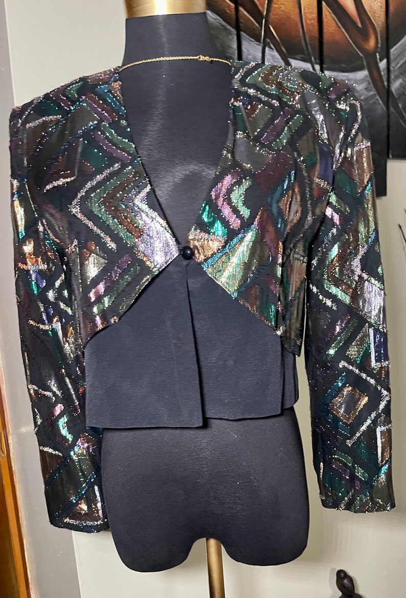 Vintage Metallic Cropped Jacket - Etsy