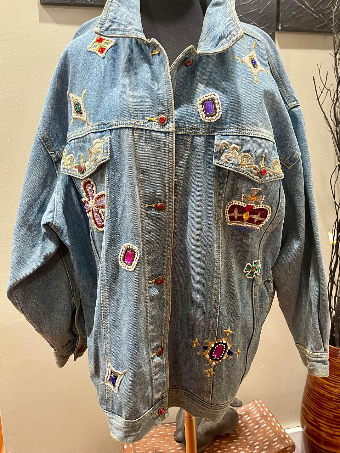 80s/90s Vintage Bedazzled Denim Jean Jacket - Etsy
