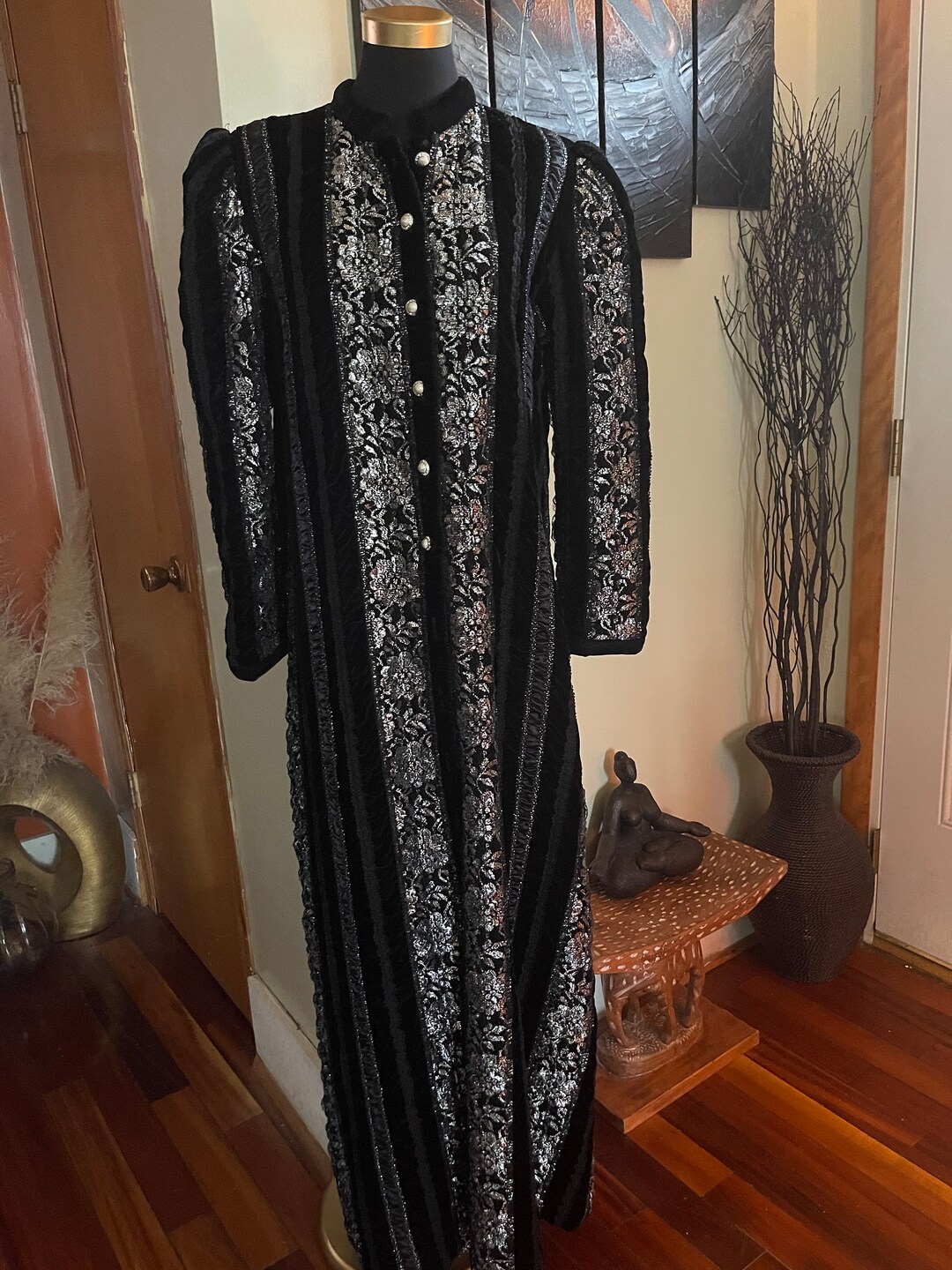 Vintage Victorian Style Velour and Lace Robe - Etsy