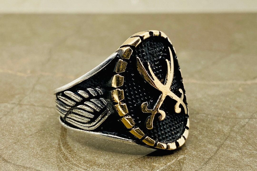 Handmade Silver Men's Ring, Double Sword Ring, Best Friend Gift ...