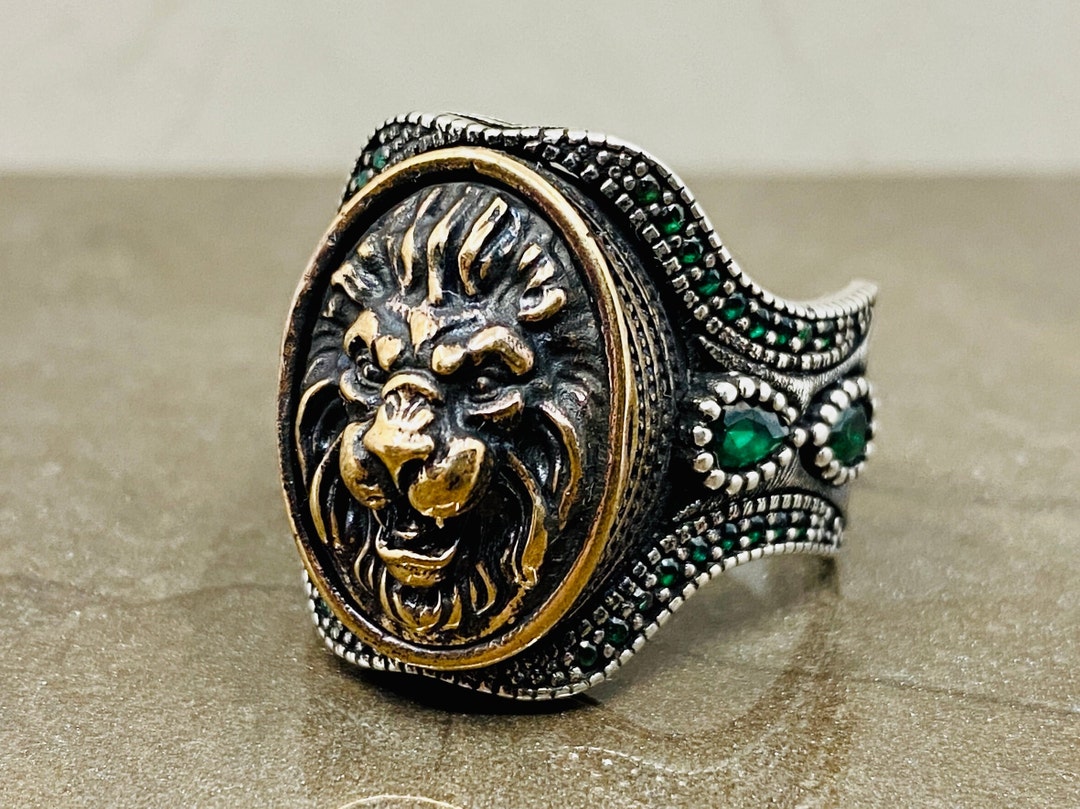 Handmade Silver Slan Ring, Lion Jewelry, Lion Sign Ring, Unique Men's ...