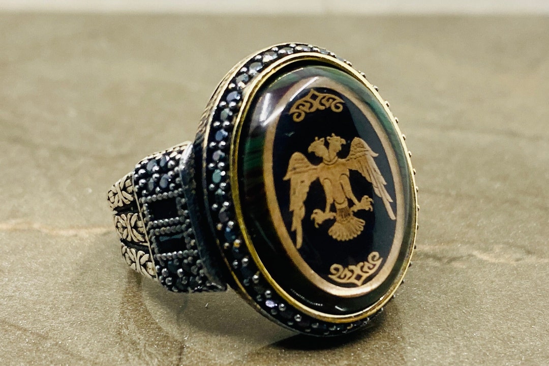 Silver Eagle Ring, Double Headed Eagle, Ottoman Seljuk Ring, Turkish ...