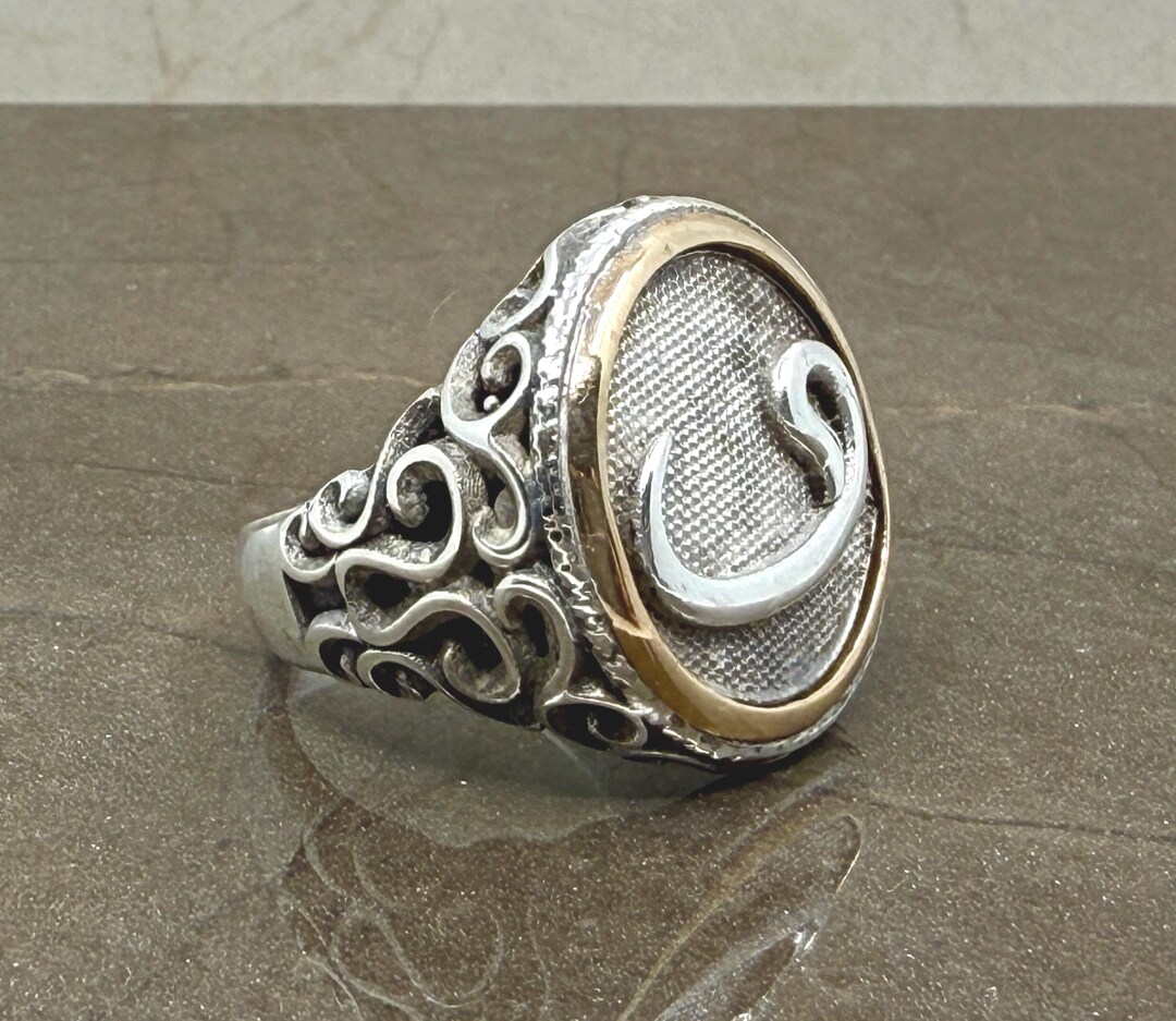 Arabic Calligraphy Vav Ring, 925 Sterling Silver Men's Ring, Stone-free ...