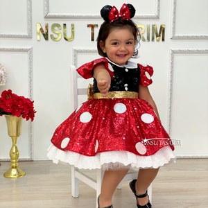 Red Minnie Dress. Baby Girl Dress. Minnie Mouse Birthday Dress. Red ...