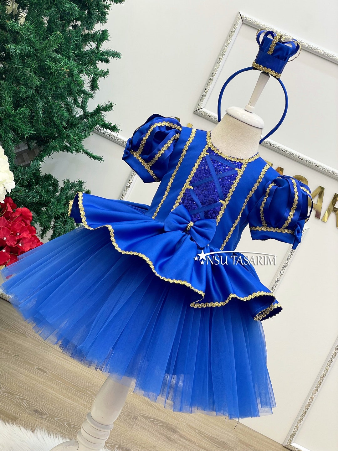 Royal Blue Princess Dress. Knee Length Baby Girl Dress. Blue Princess ...
