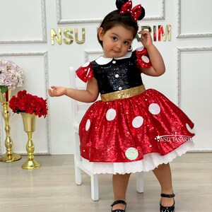 Red Minnie Dress. Baby Girl Dress. Minnie Mouse Birthday Dress. Red ...