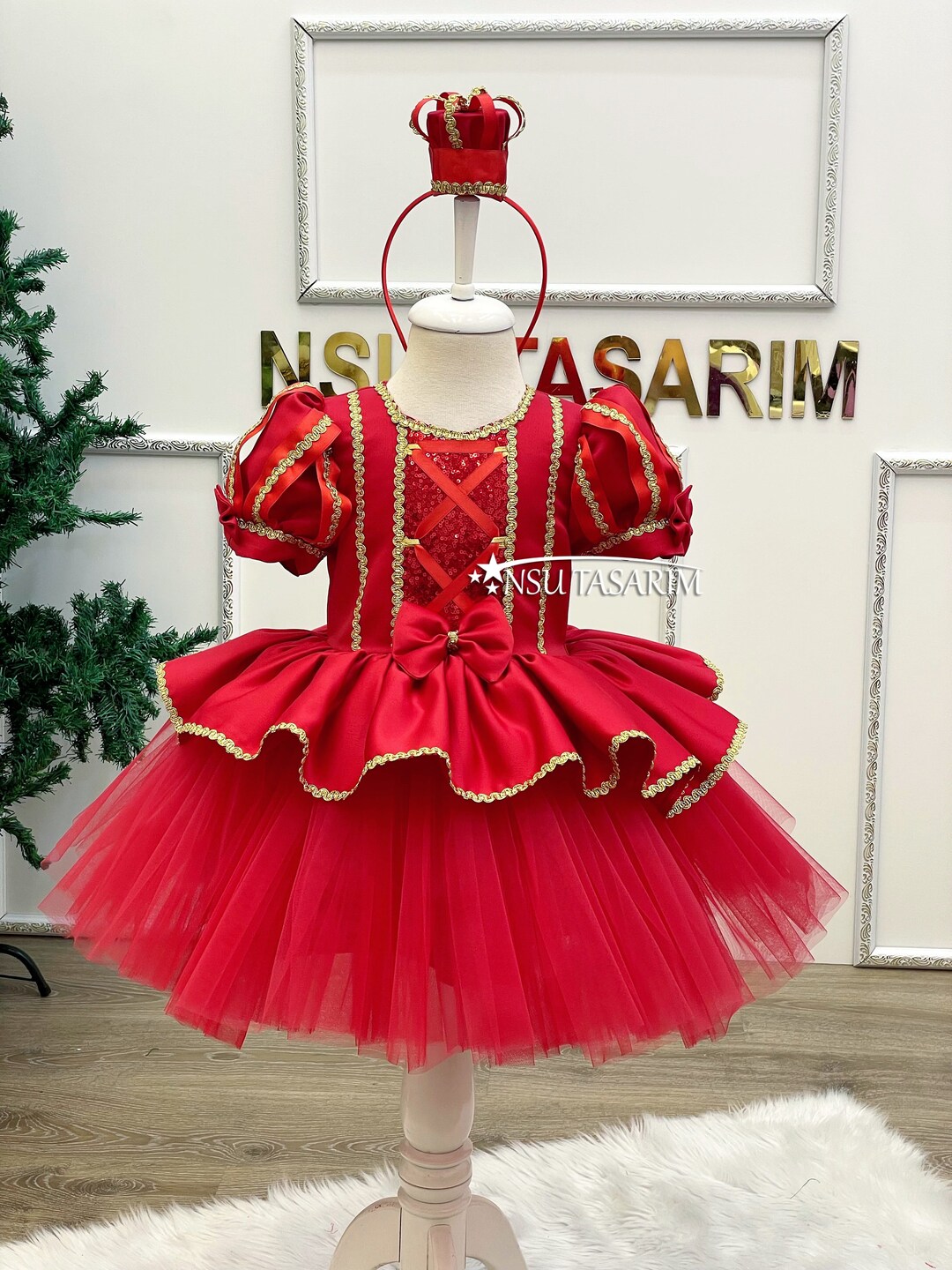 Red Princess Dress. Knee Length Baby Girl Dress. Red Princess Rapunzel ...