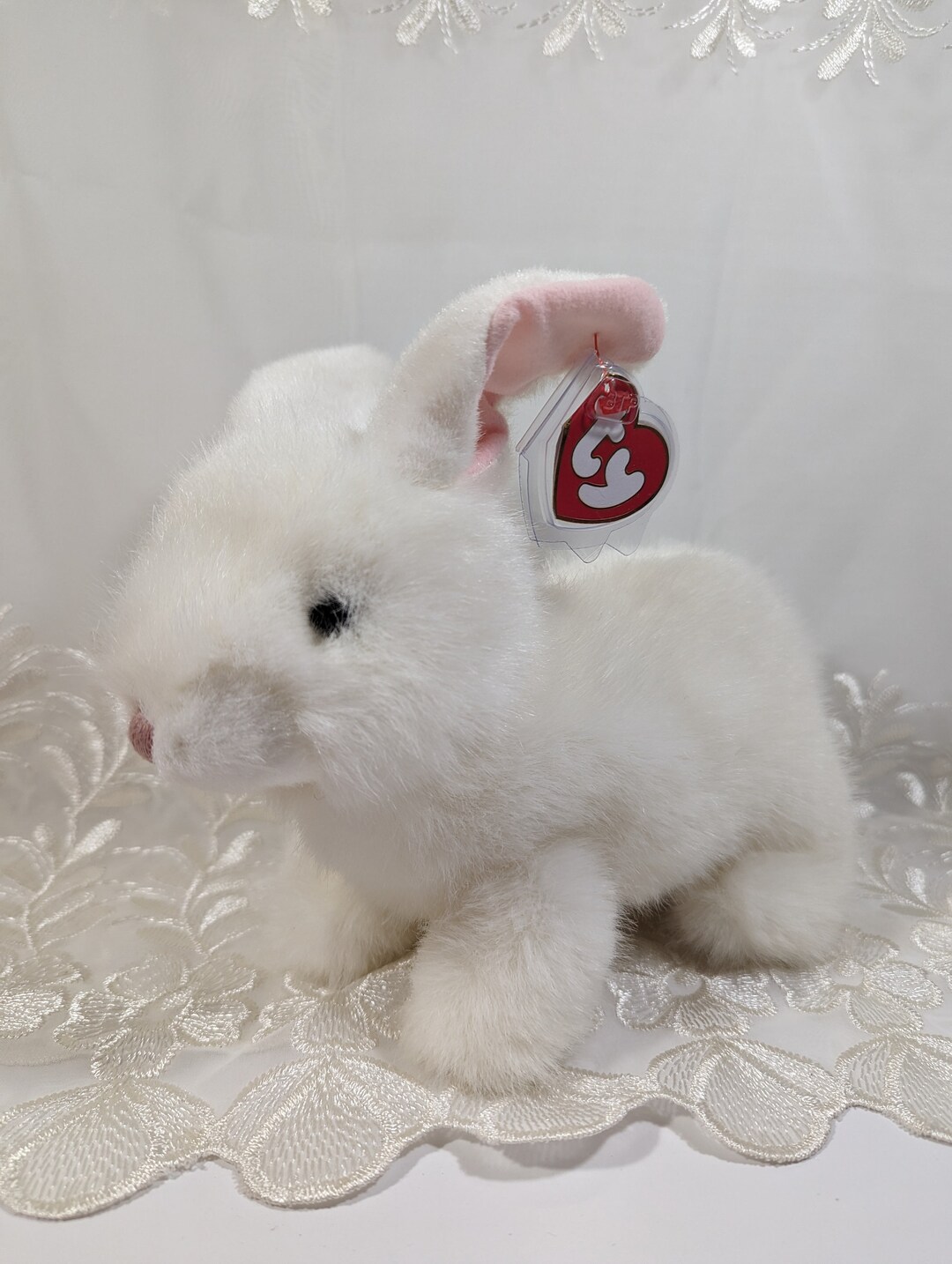 Ty Classic Collection - Bows the White Bunny Rabbit (10in) Near Mint ...
