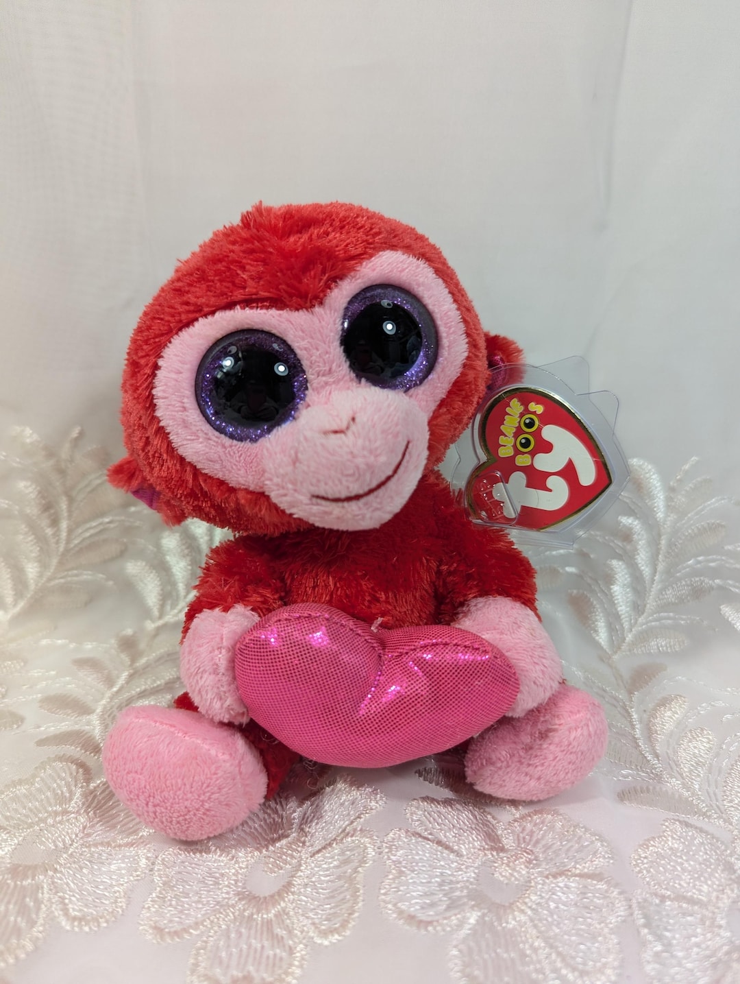 Ty Beanie Boo Charming the Red Monkey 6in Creased Tag - Etsy