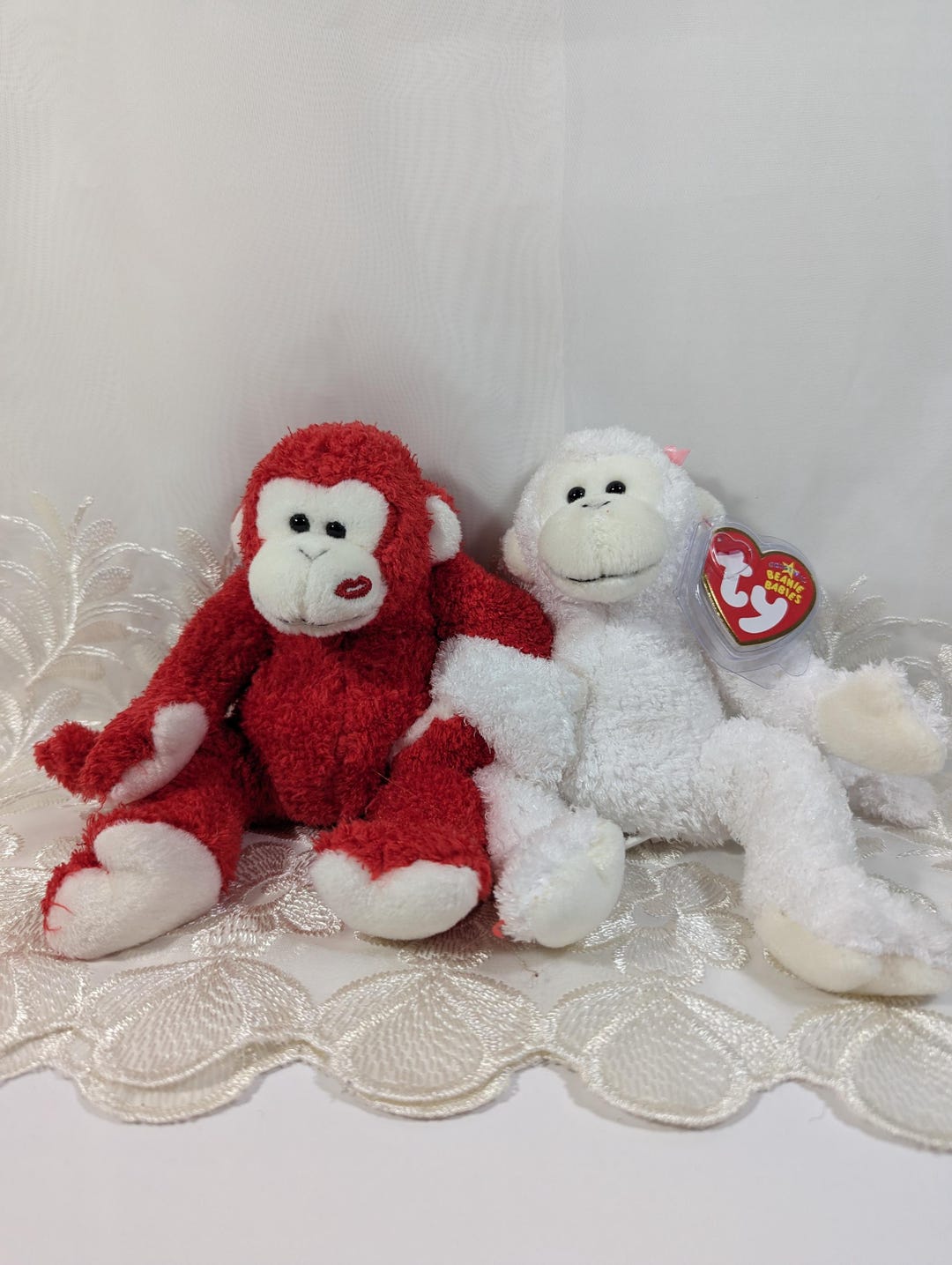 Ty Beanie Baby - Cheek to Cheek the Monkey Set (9in) - Etsy