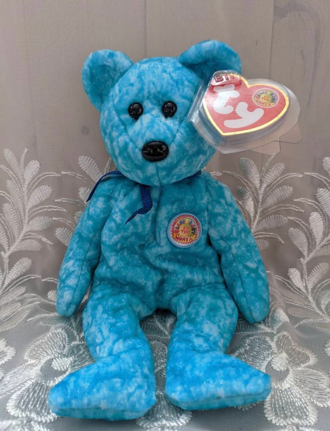 Sparkles the Blue Bear Ty Beanie Baby of the Month January - Mint Plush ...