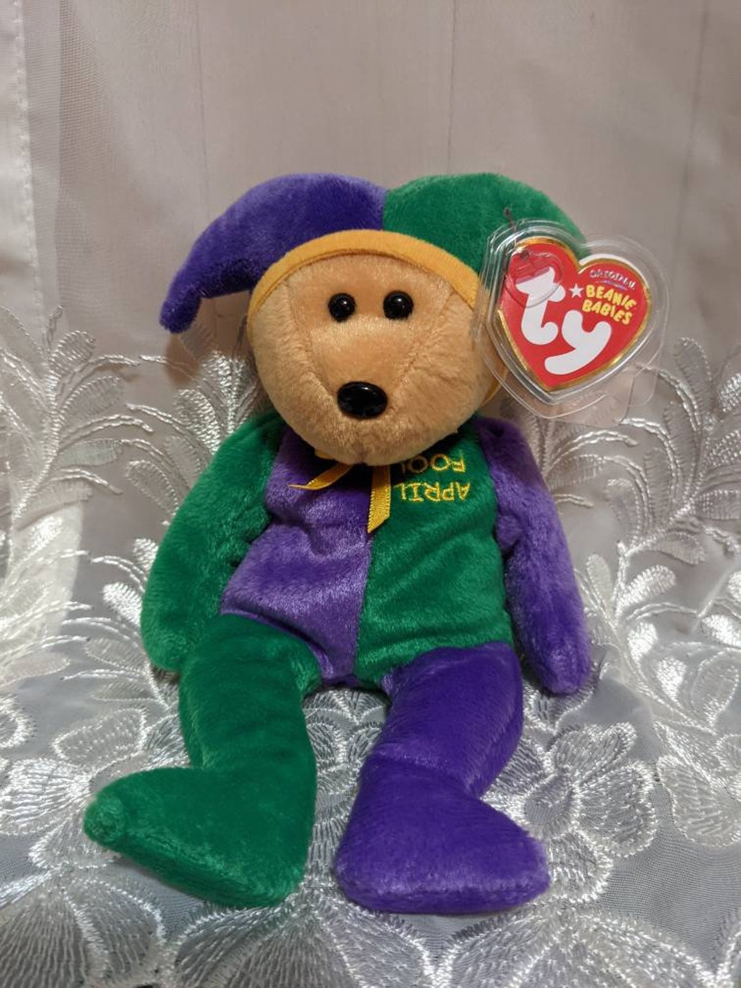 Ty Beanie Babies - April Fool the Jester Bear - Mint Rare Plush Toy (8 ...