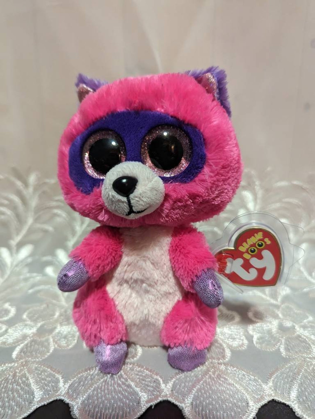 Ty Beanie Boo Roxie the Pink Raccoon Mint Retired - Etsy