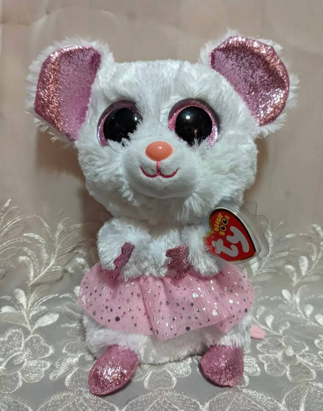 Ty Beanie Boos Nina the White Mouse With Tutu - (10 In) Mint Plush Toy ...