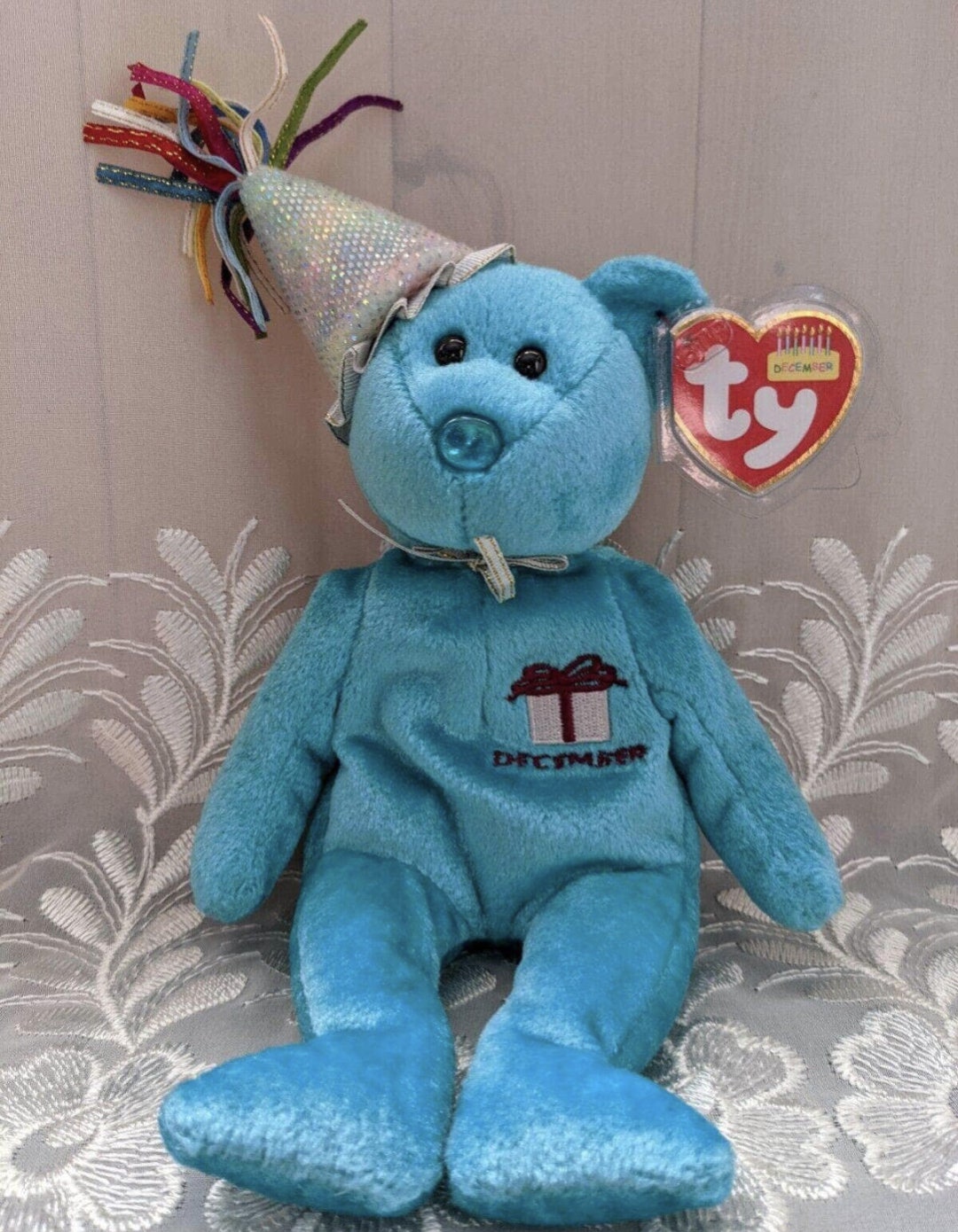Ty Beanie Baby - December Birthday Bear With Hat (9in) - Etsy