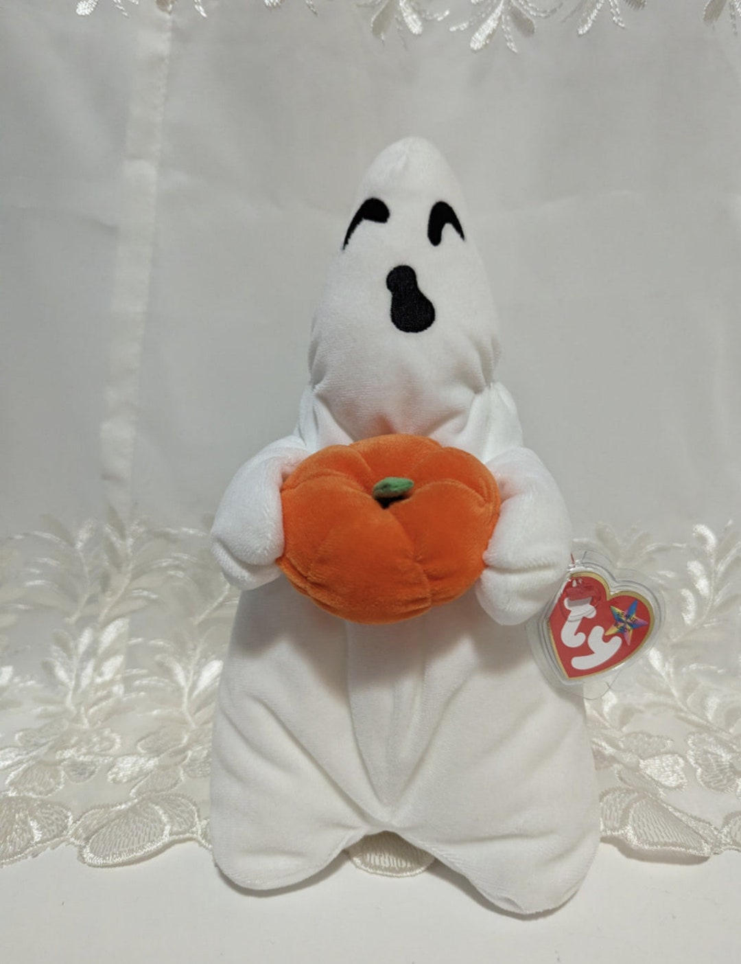 Ty Beanie Buddy - Ghoul the Ghost Holding Pumpkin (11in) - Etsy