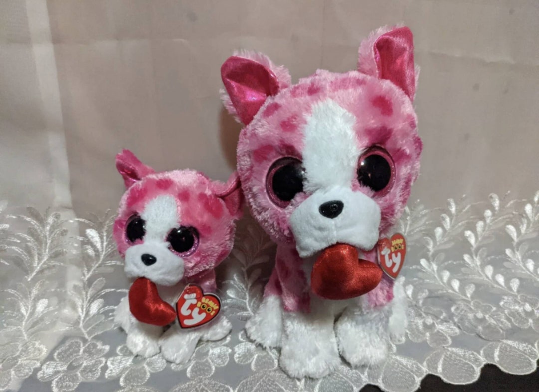 Ty Beanie Boos Romeo the Pink Valentine's Day Dog With Heart 6-in 10-in ...