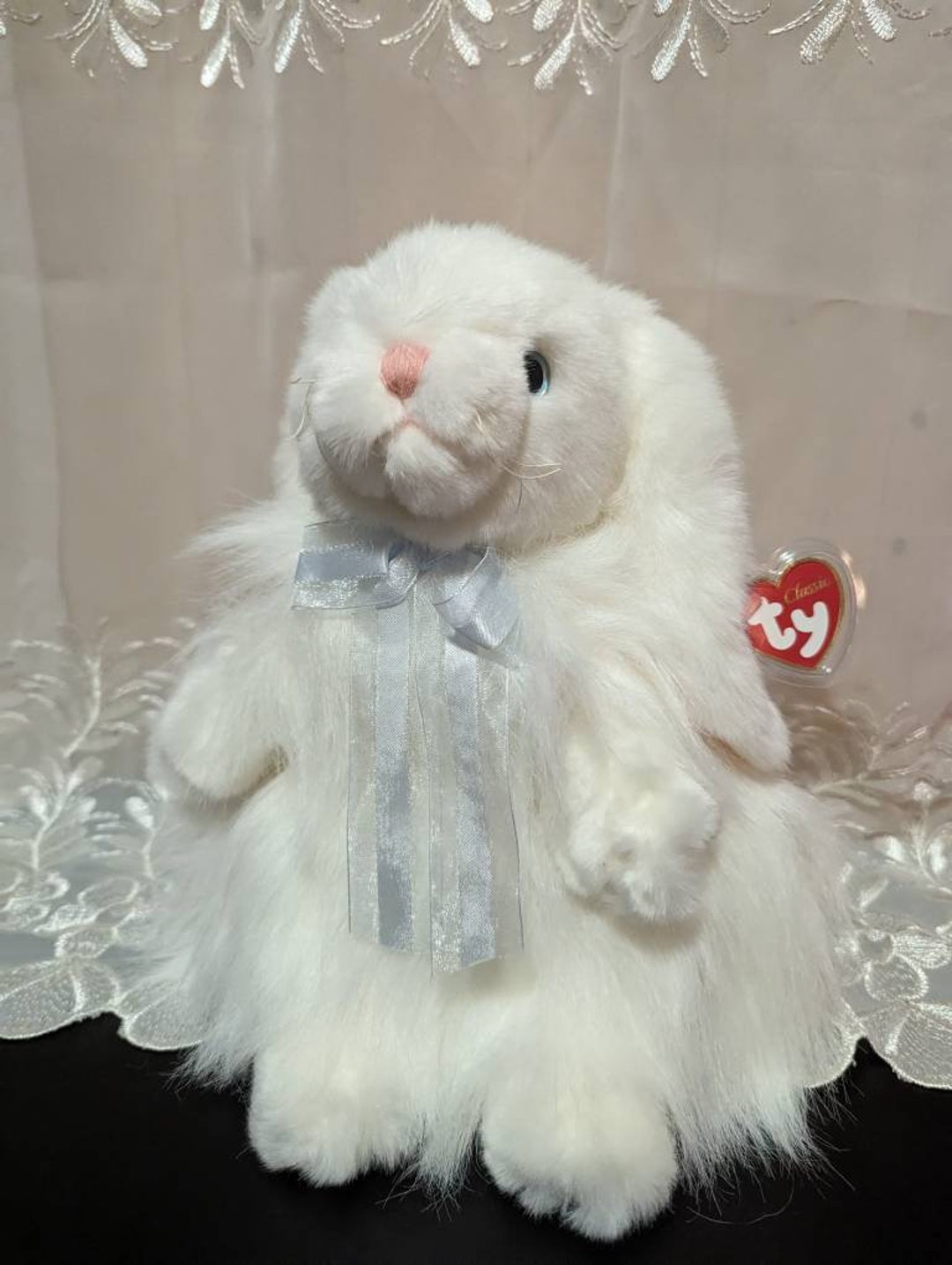 Ty Classic Collection Cashmere the White Fluffy Bunny Rabbit Mint Rare ...