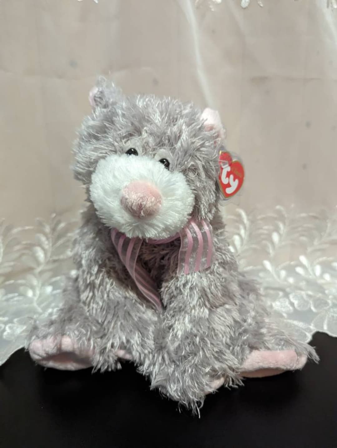 Ty Classic Collection - Caboodle the Gray Cat With Pink Bow - *rare ...