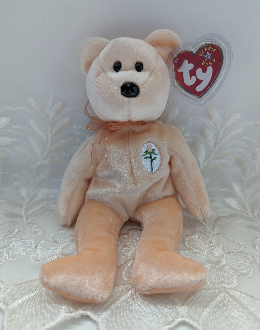 Ty Beanie Baby - Dearest the Peach Bear (8.5in) - Etsy