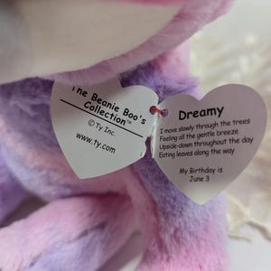 Ty Beanie Boo - Dreamy the Purple Sloth (9 In) Non-mint Hang Tag - Etsy