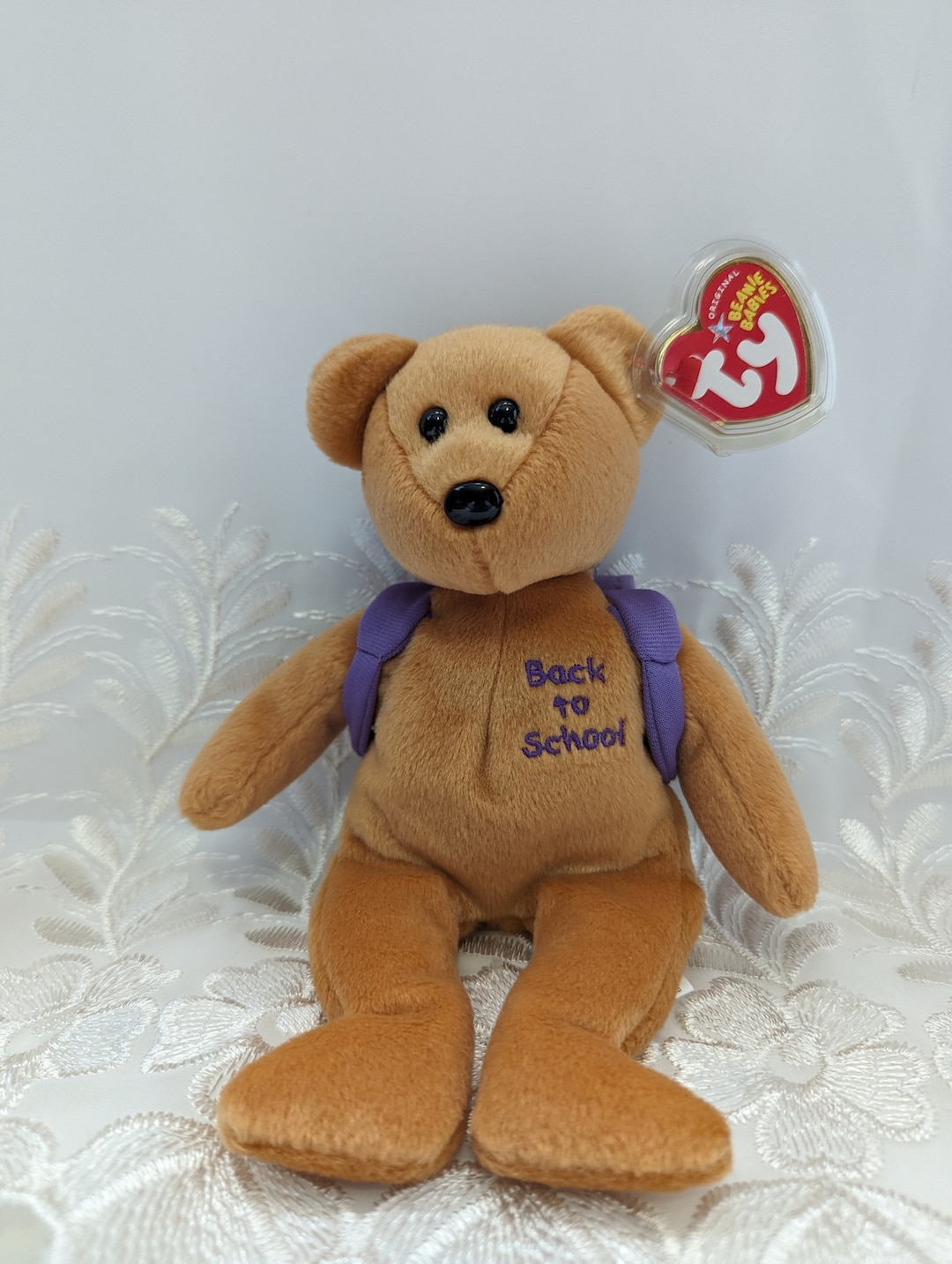 Ty Beanie Baby - Books the Bear With Purple Backpack - Back to School ...
