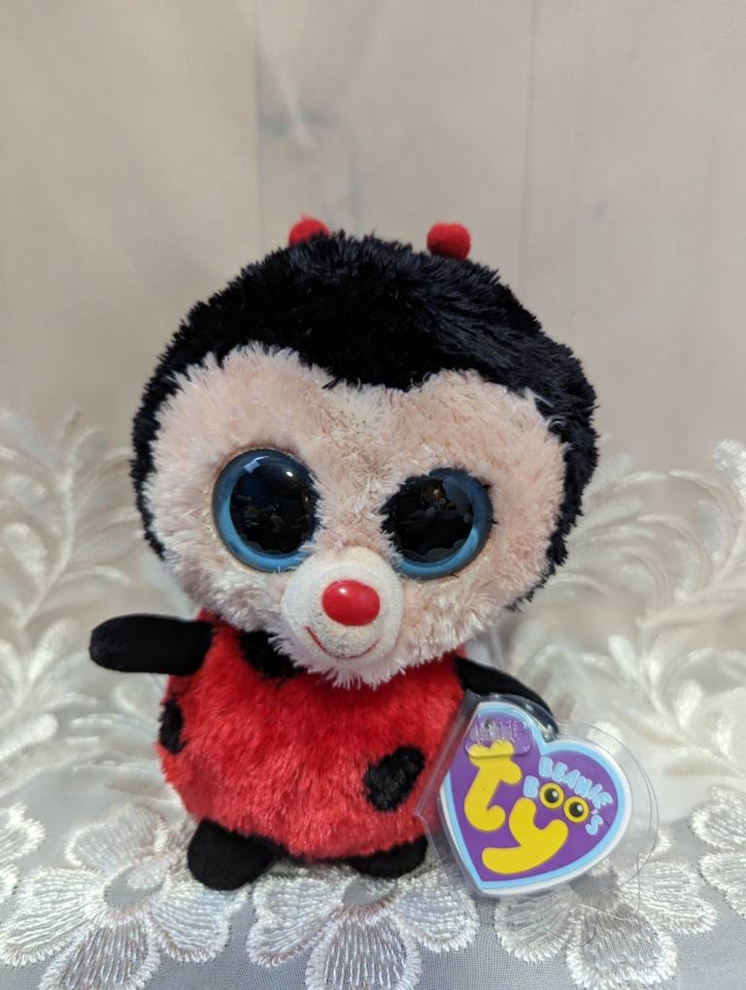 Ty Beanie Boo - Bugsy the Ladybug - Mint Rare Purple Tag Plush Toy (6in ...