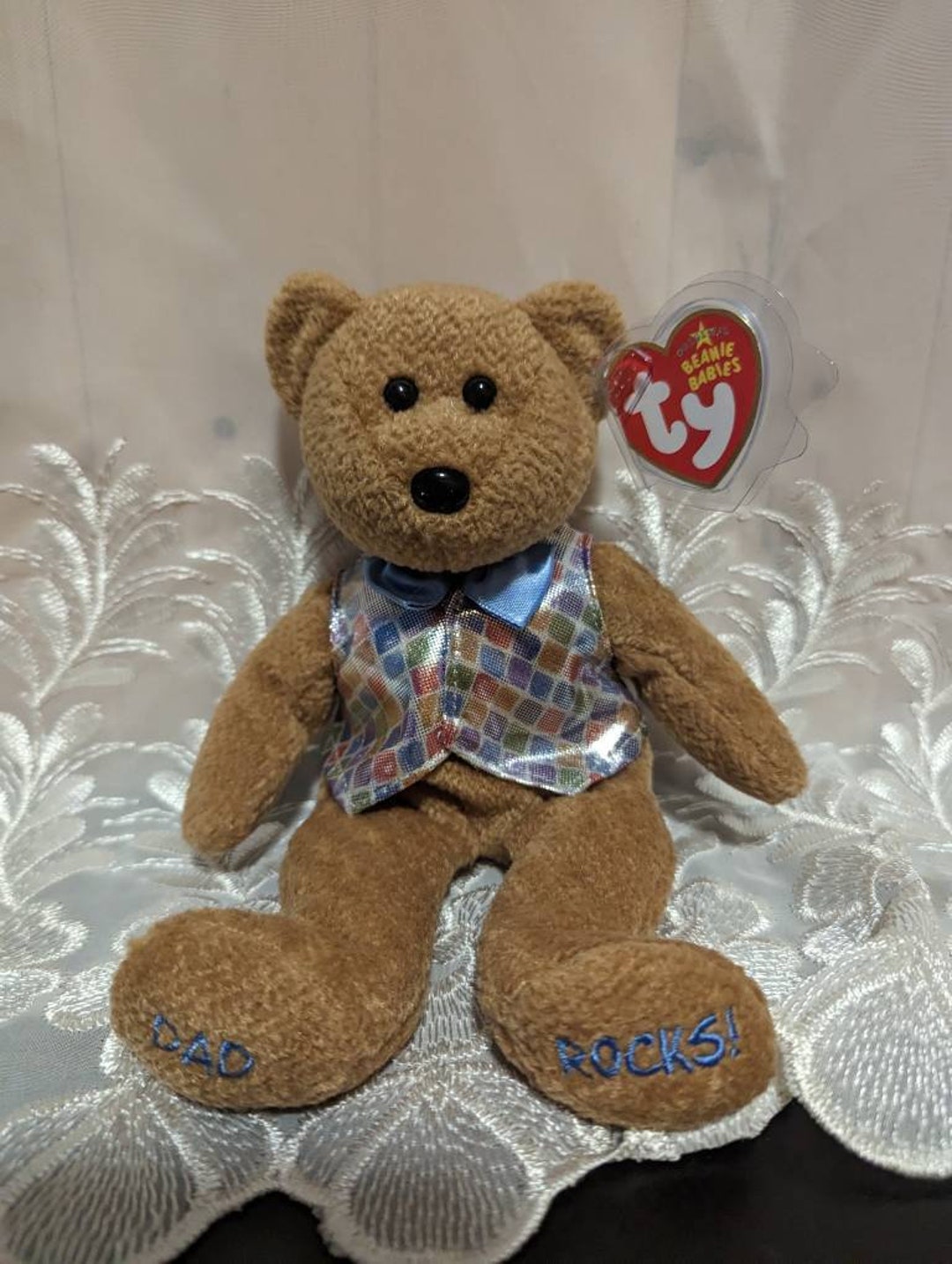 Ty Beanie Baby - Dad the Father's Day Teddy With Shiny Vest and Dad ...