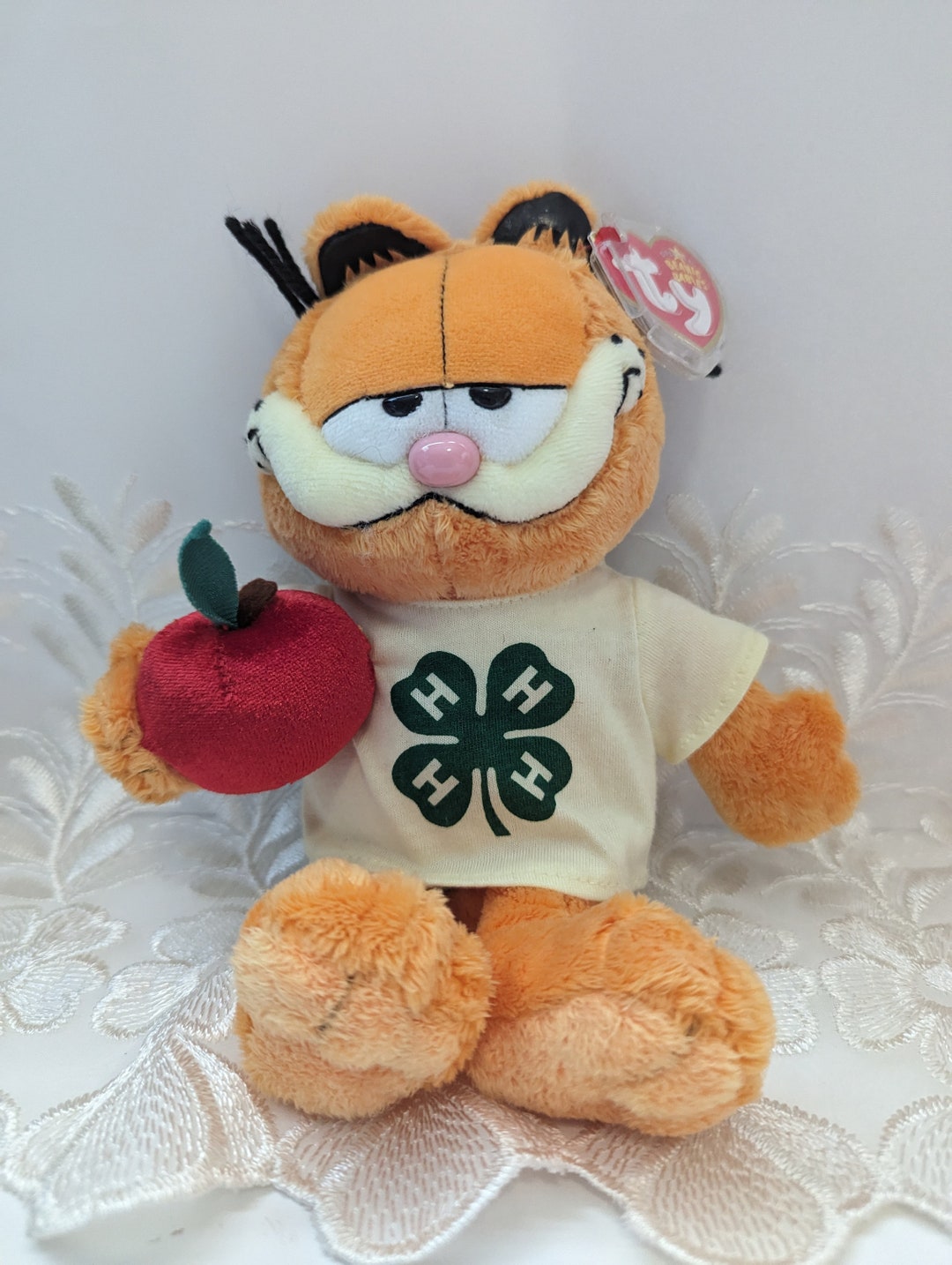 Seller Away Jan 13 27 Ty Beanie Baby 4-H Garfield Holding an Apple 9in ...