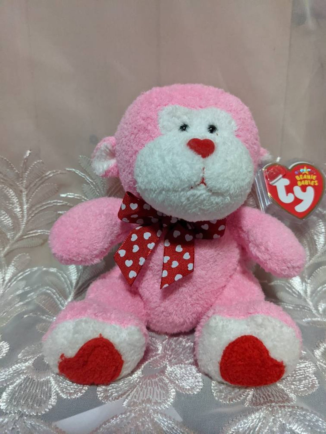 Ty Beanie Babies Junglelove the Pink Monkey - Mint Plush Toy. (7.5in ...