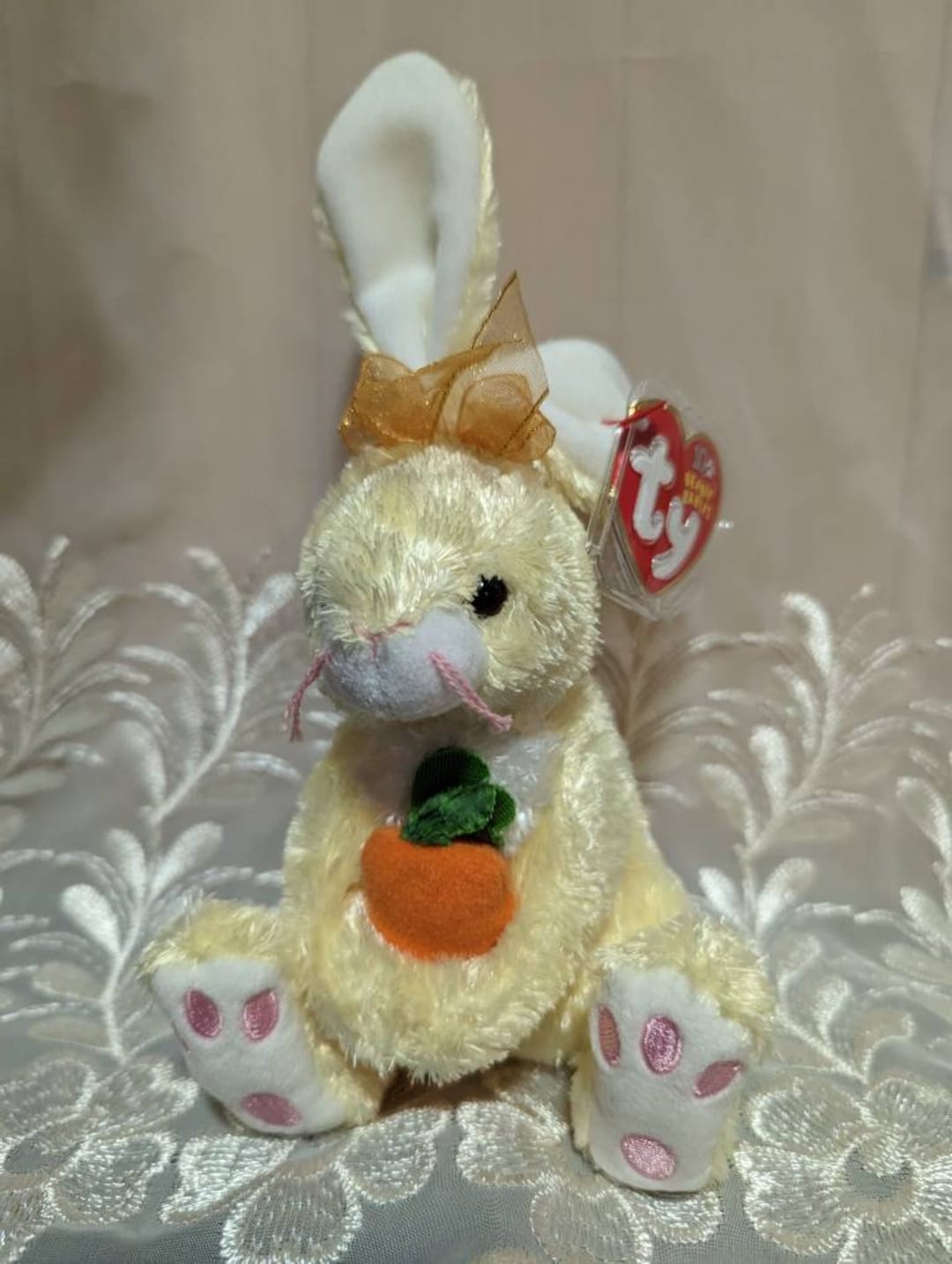 Ty Beanie Babies - Nibblies the Yellow Bunny With Carrot - Mint Vintage ...