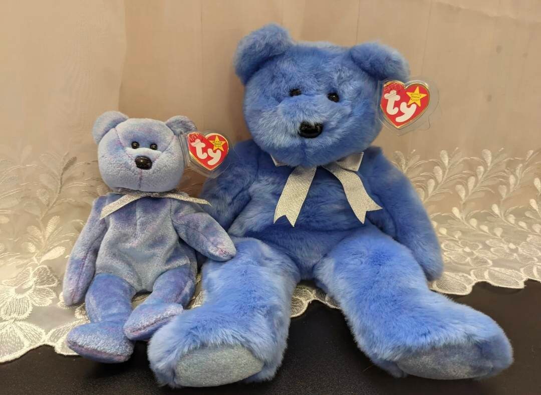 Clubby II the Light Blue Bear - Ty Beanie Baby + Beanie Buddy Lot ...