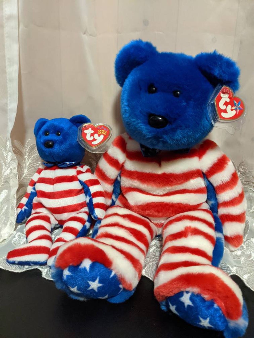 Ty Liberty the Blue-faced Bear Beanie Baby + Beanie Buddy Lot - Near ...