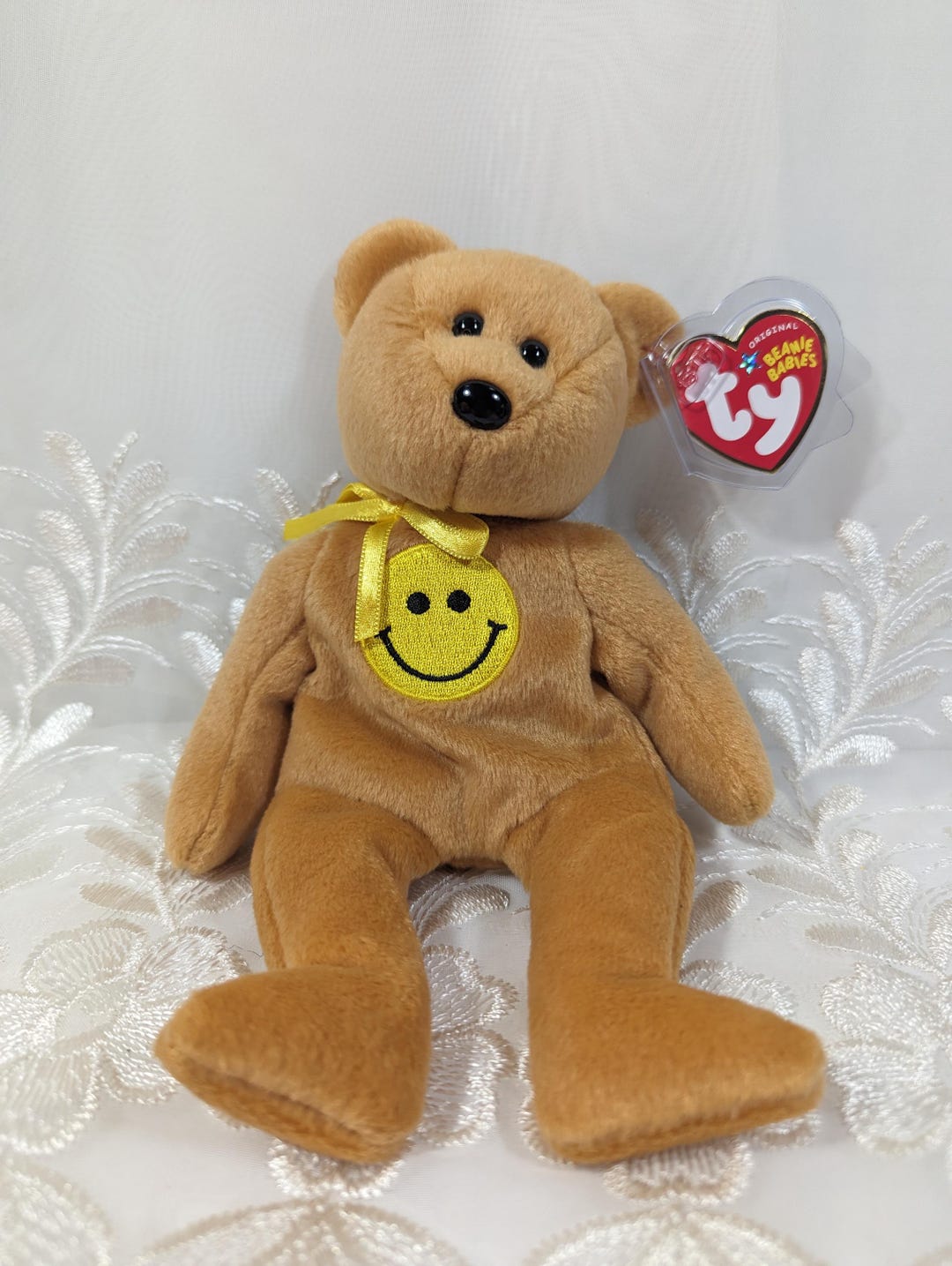 Ty Beanie Baby - Dimples the Bear With Happy Face (8.5in) *rare* - Etsy