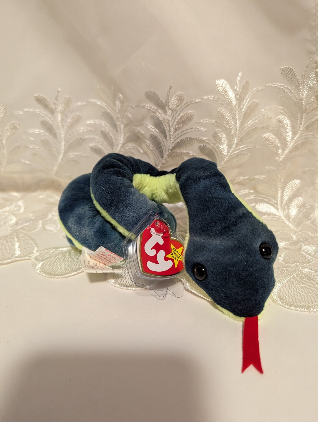 Ty Beanie Baby - Hissy the Green Snake - Made in Indonesia With ...