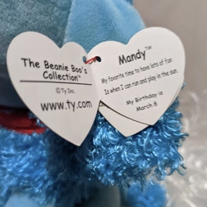 Ty Beanie Boo - Mandy the Blue Poodle Dog (10in) Non-mint Hang Tag - Etsy