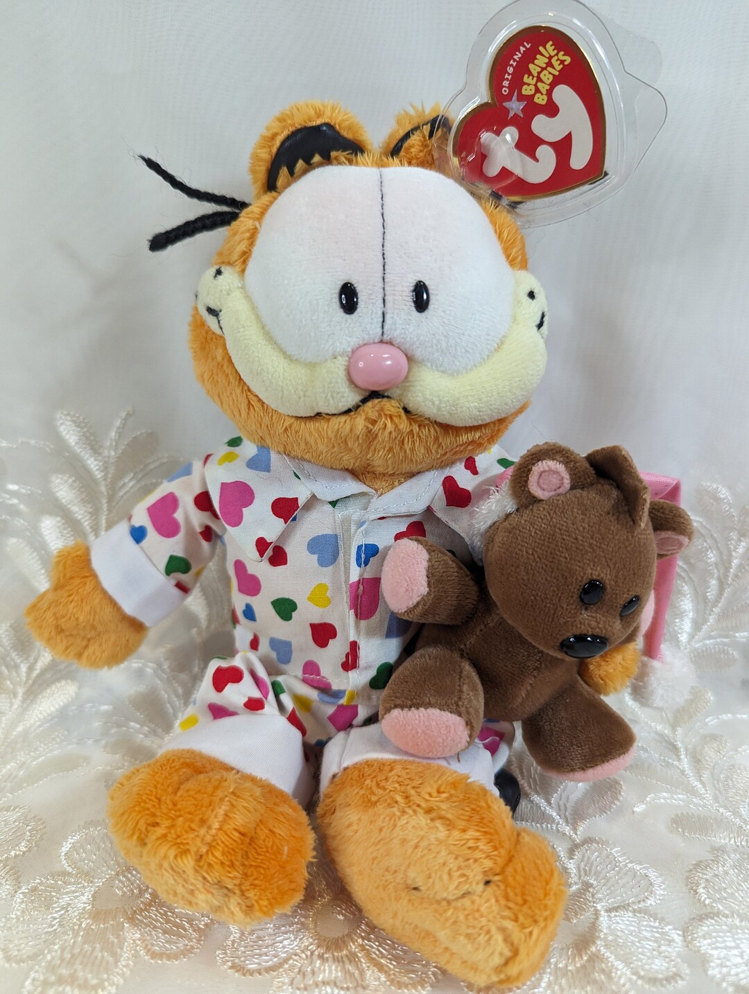 Ty Beanie Babies Goodnight Garfield the Cat in Pajamas Holding Pooky ...