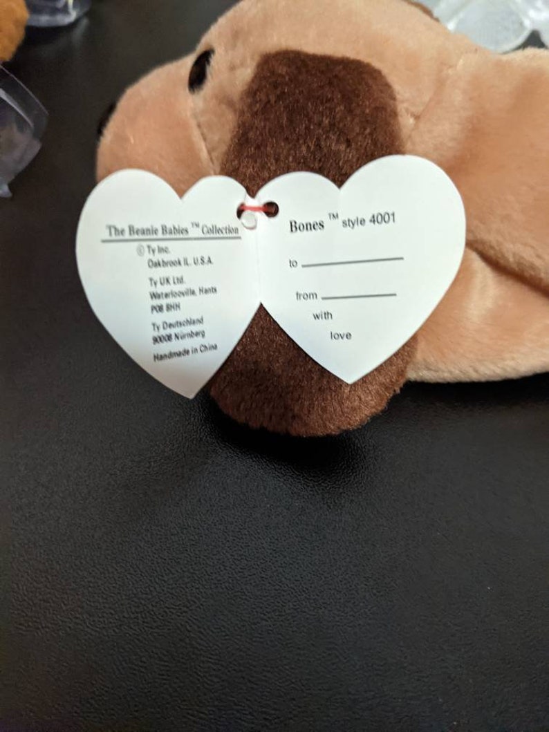 Ty Beanie Babies - Bones the Dog - Third Gen Hang Tag, First Gen Tush ...