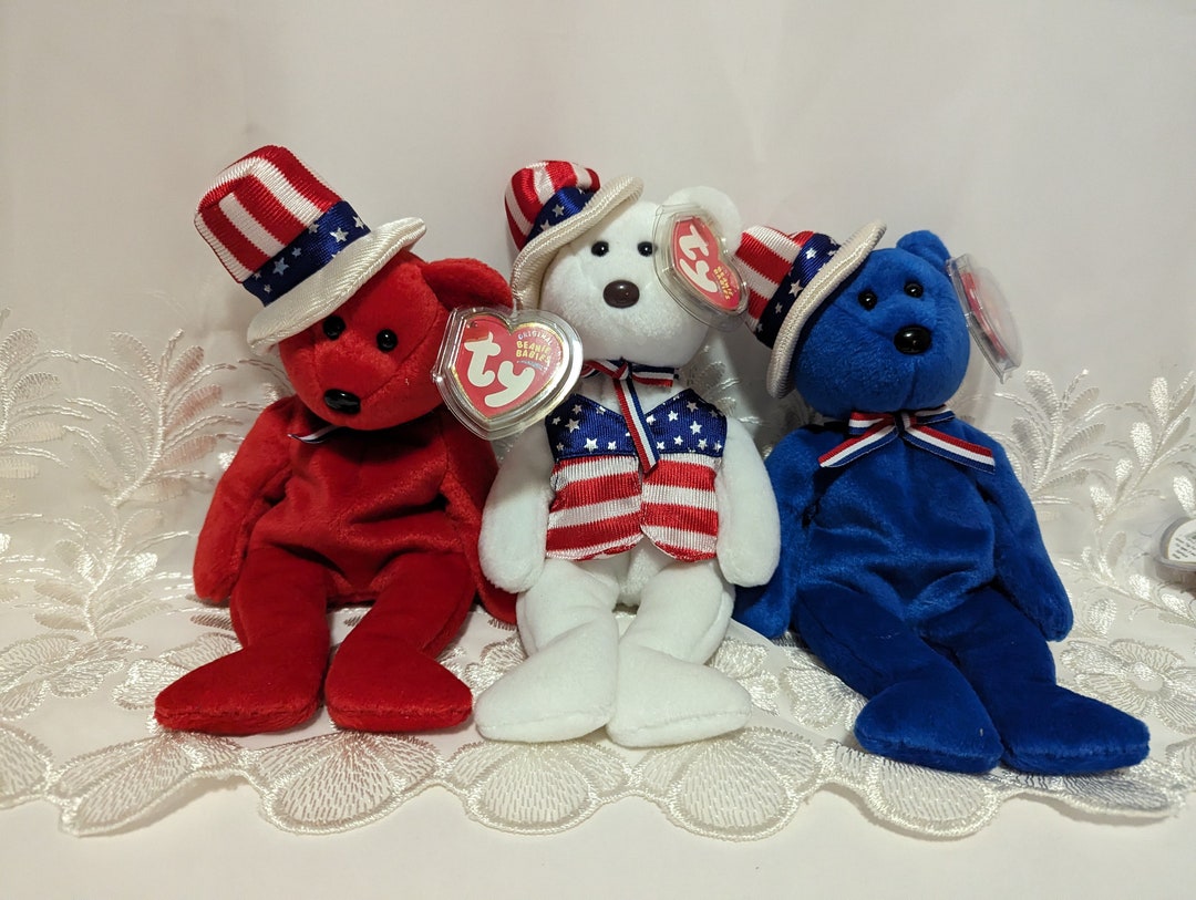 Ty Beanie Babies United States Bears - Sam (red), Sam (white), Sam ...