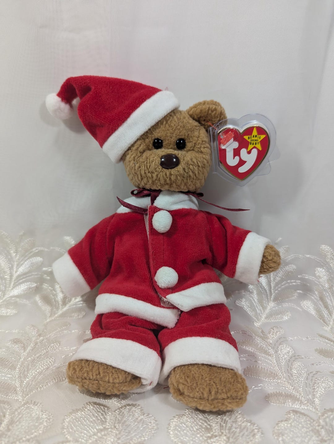 Ty Beanie Babies Curly the Bear Dressed in Santa Outfit 8.5in - Etsy