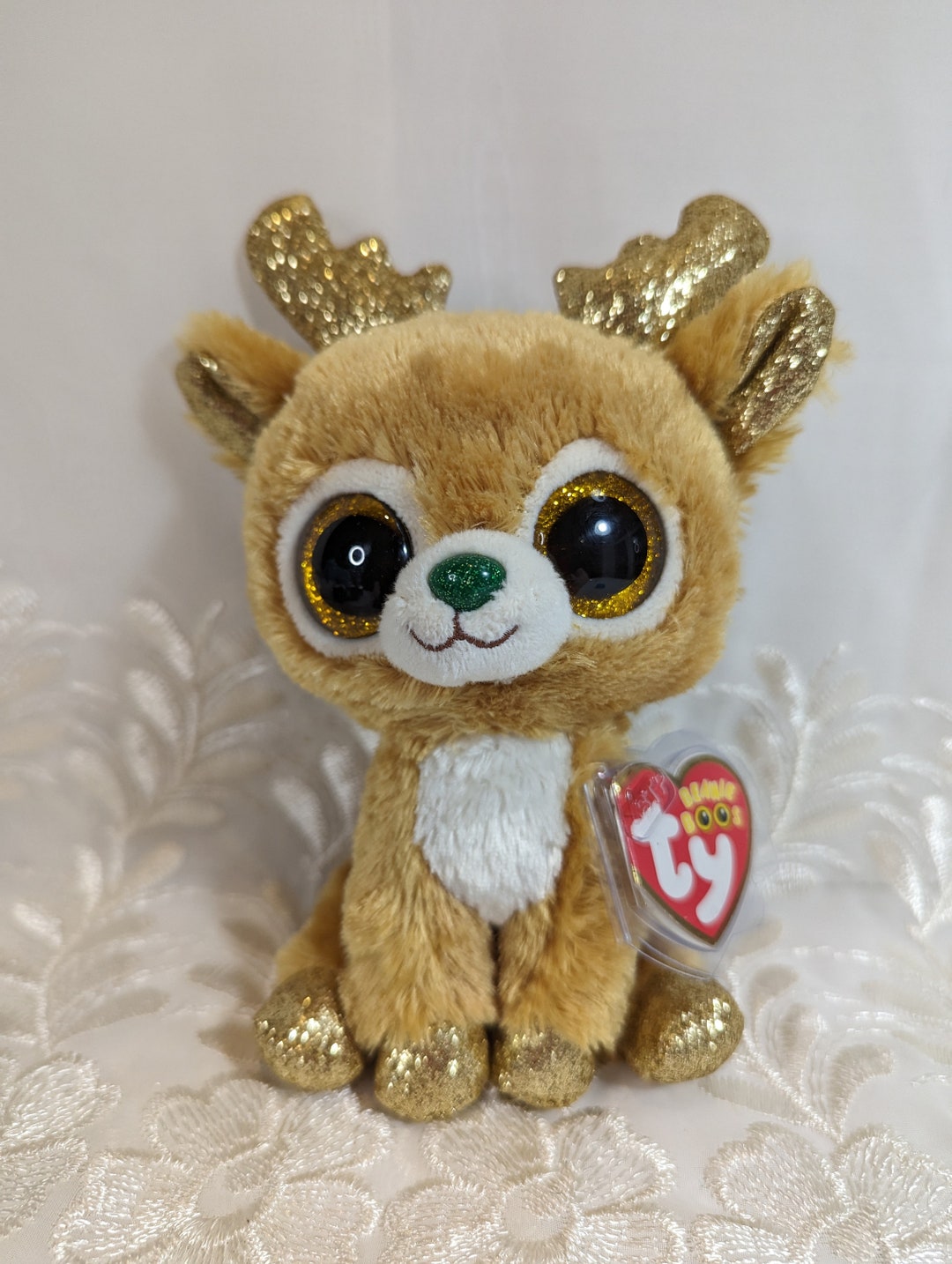Ty Beanie Boo Glitzy the Gold Reindeer 6 In - Etsy