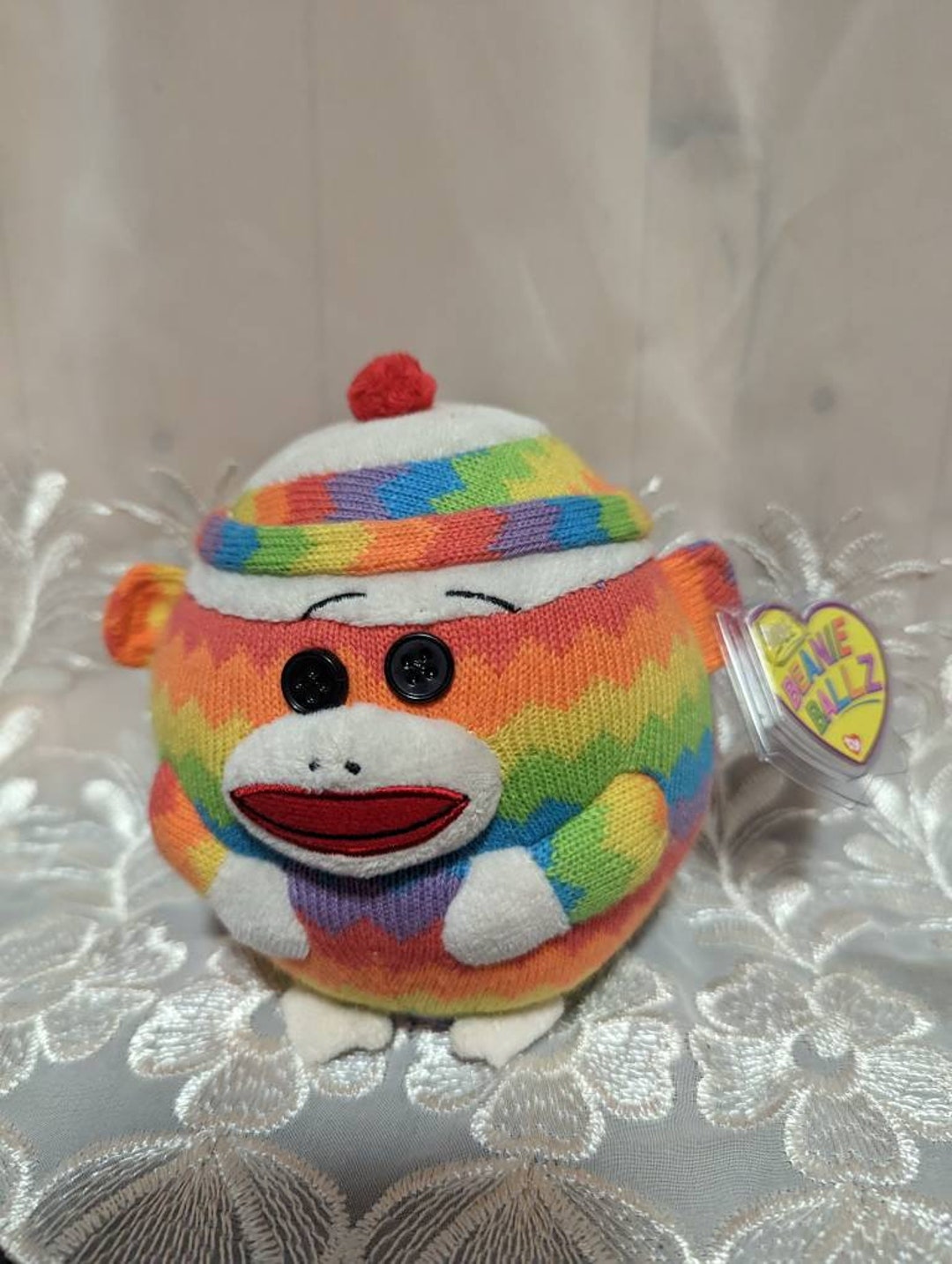 Ty Beanie Ballz - Sock Monkey the Multi-colored Monkey - Plush Toy (5in ...