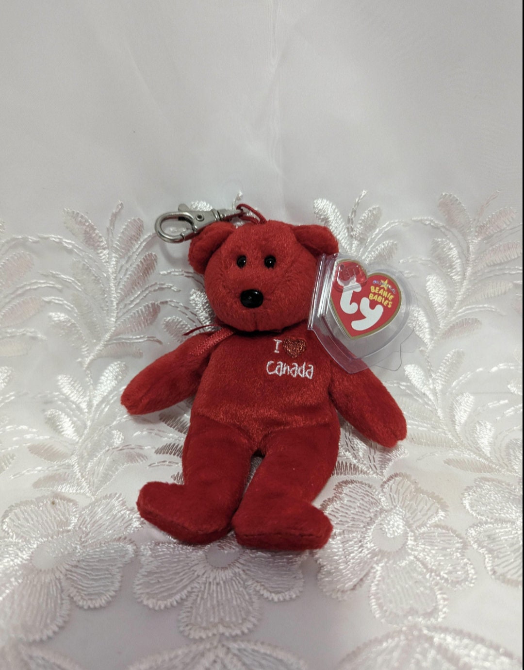 Ty Beanie Baby Keychain Clip Canada the Red Bear 5 In - Etsy