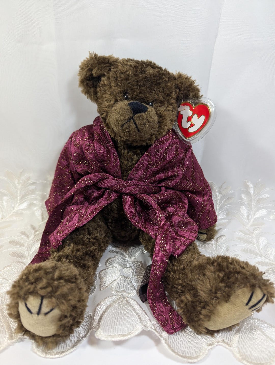 Ty Attic Treasure Collection - Tyrone the Brown Bear in Robe (12in ...