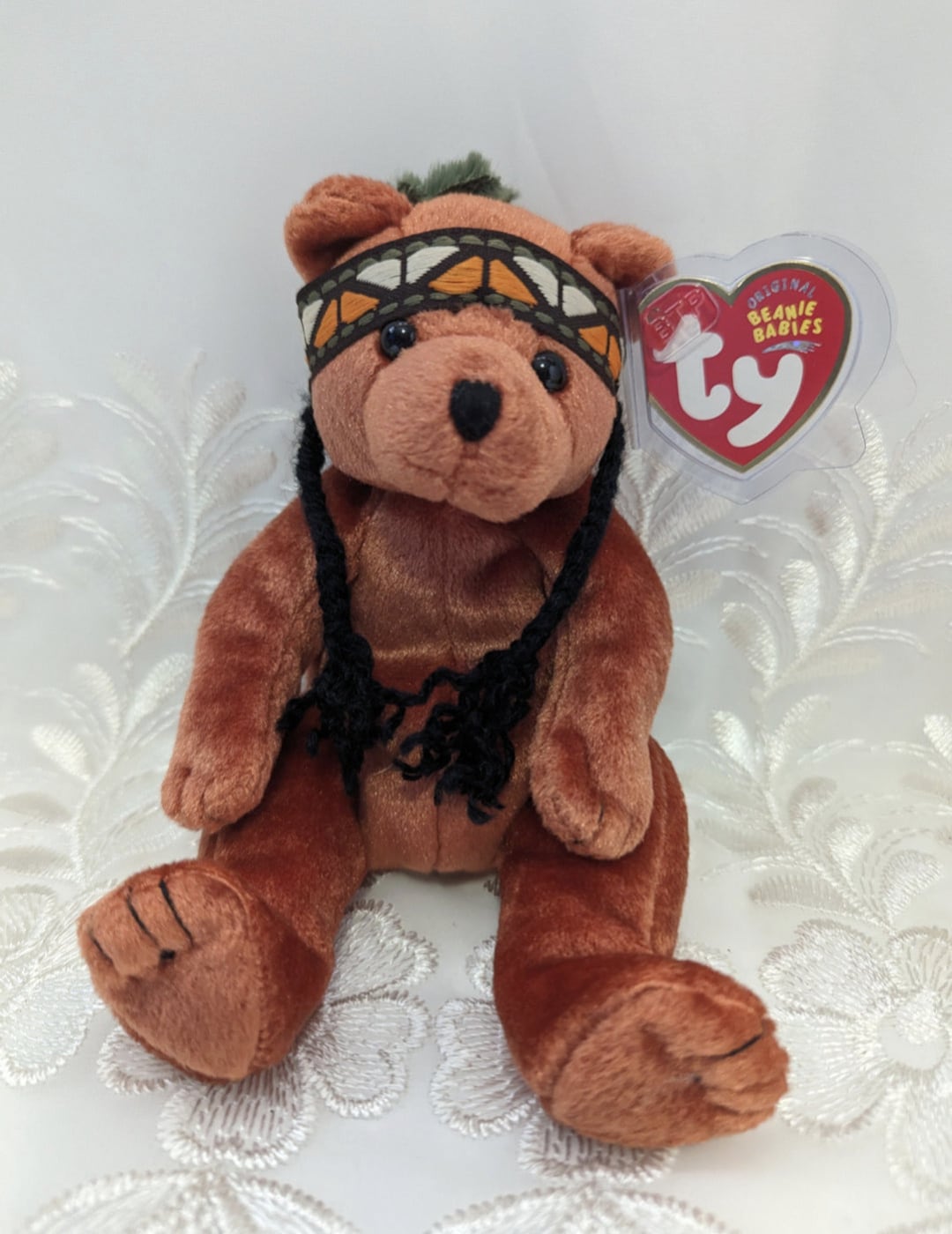 Ty Beanie Baby - Little Feather the Bear With Headdress (6in) - Etsy