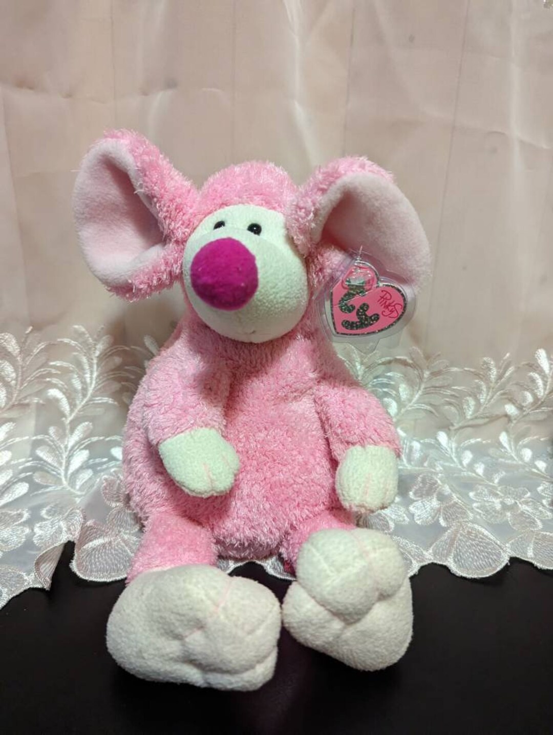 Ty Pinkys Beanie Buddy Ratzo the Large Pink Rat Vintage Plush Toy 13in ...